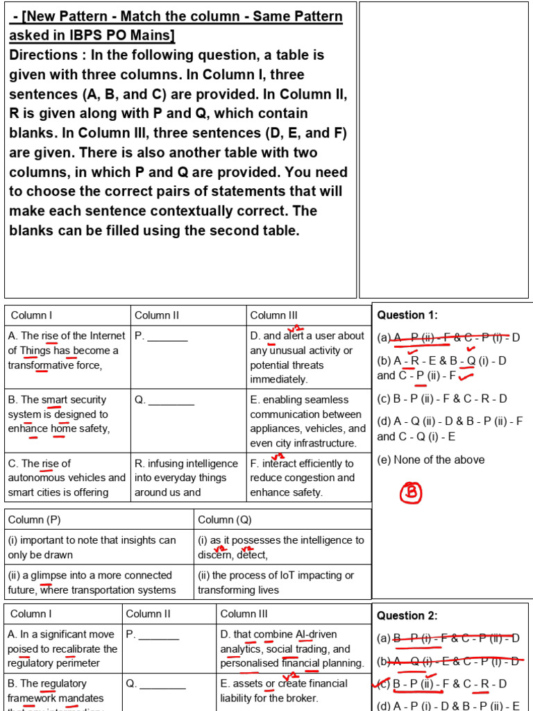 Match The Columns With Annotation 6th June | PDF | Artificial ...