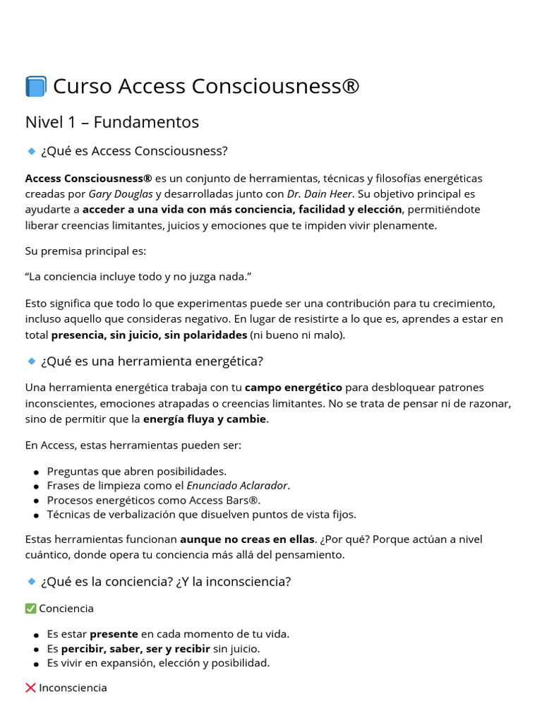 ? Curso Access Consciousness® | PDF | Pensamiento | Las emociones