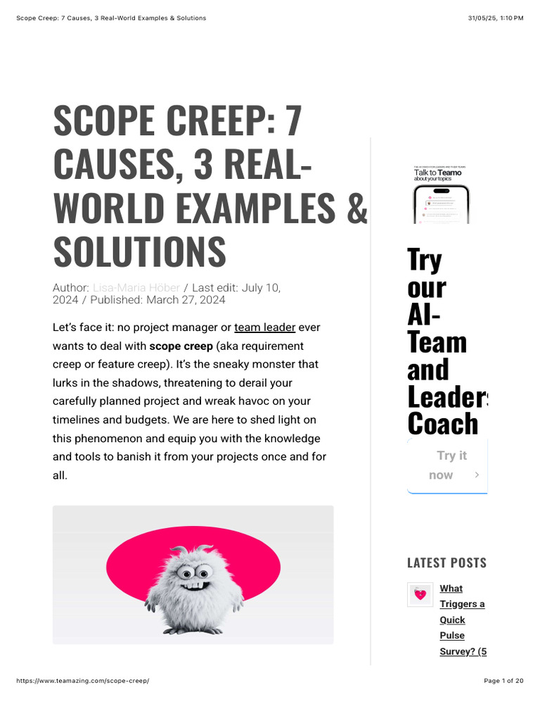Understanding Scope Creep: Causes & Solutions | PDF | Agile Software ...