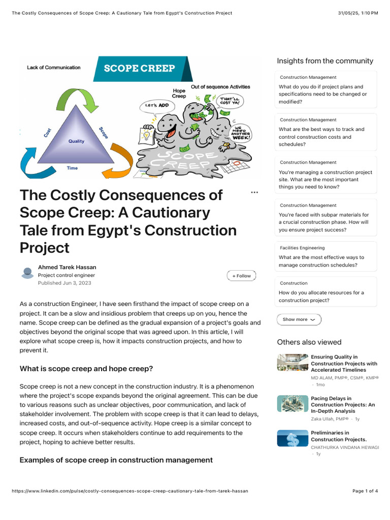 The Costly Consequences of Scope Creep - A Cautionary Tale From Egypt's Construction Project ...