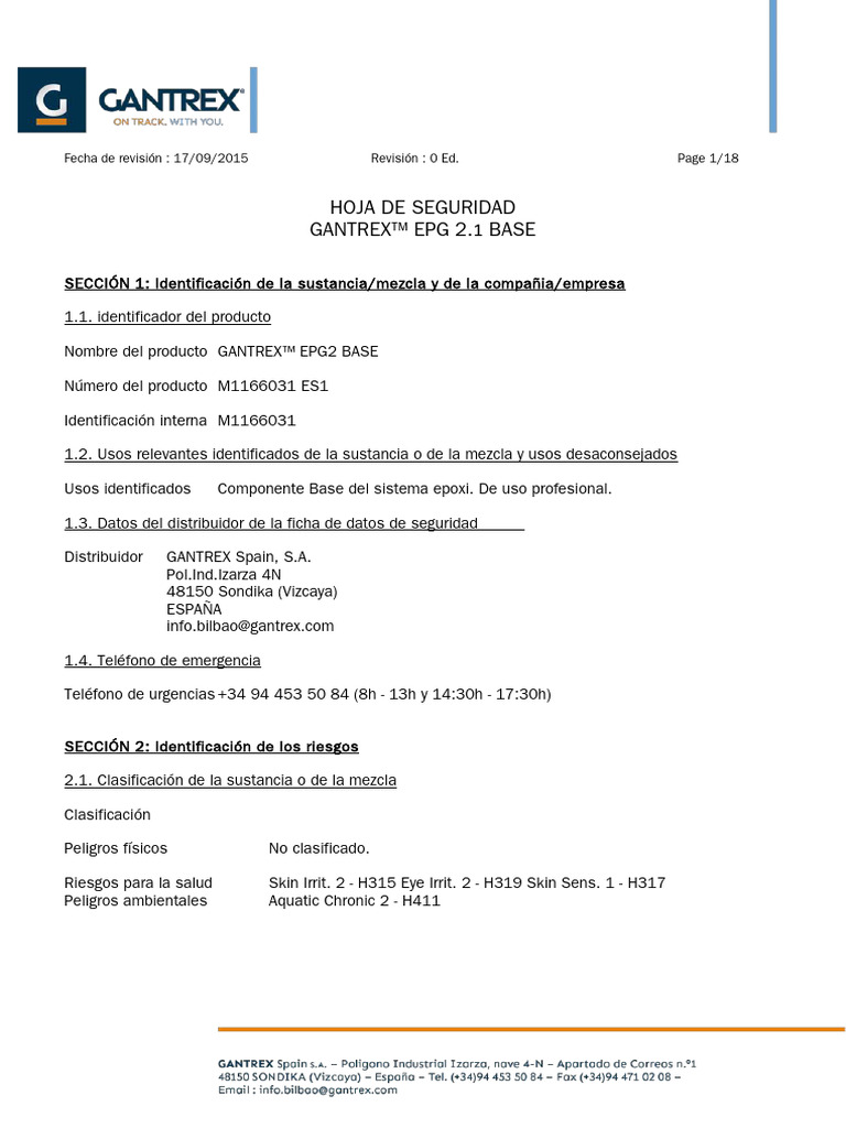 GANTREX EPG 2.1 - Base | PDF | Agua | Contaminación