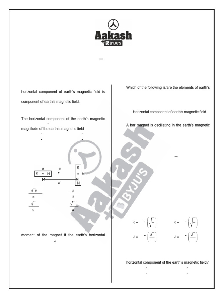 Physics Practice Sheet 02 Magnetism and Matter, Alternating Current | PDF | Electrical Impedance ...