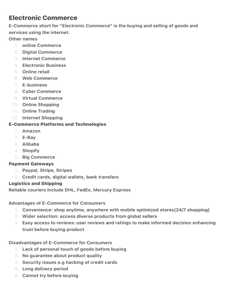 Electronic Commerce 1 | PDF