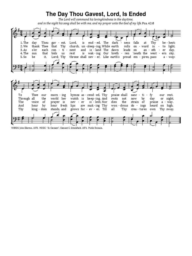 The Day Thou Gavest Lord Is Ended | PDF
