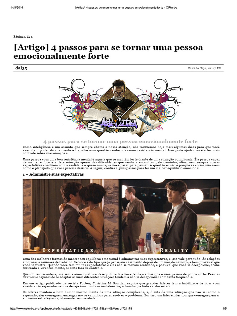 (Artigo) 4 Passos para Se Tornar Uma Pessoa Emocionalmente Forte - CPturbo | PDF | Aprendizado ...