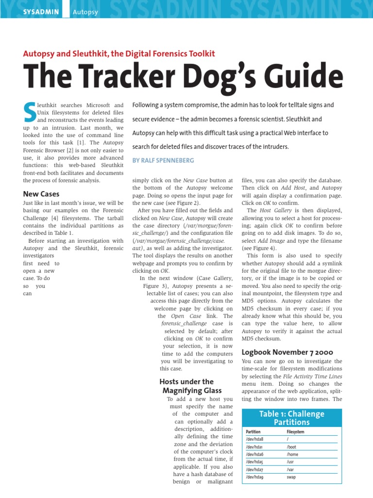 The Tracker Dog's Guide: Autopsy and Sleuthkit, The Digital Forensics Toolkit | PDF | File ...