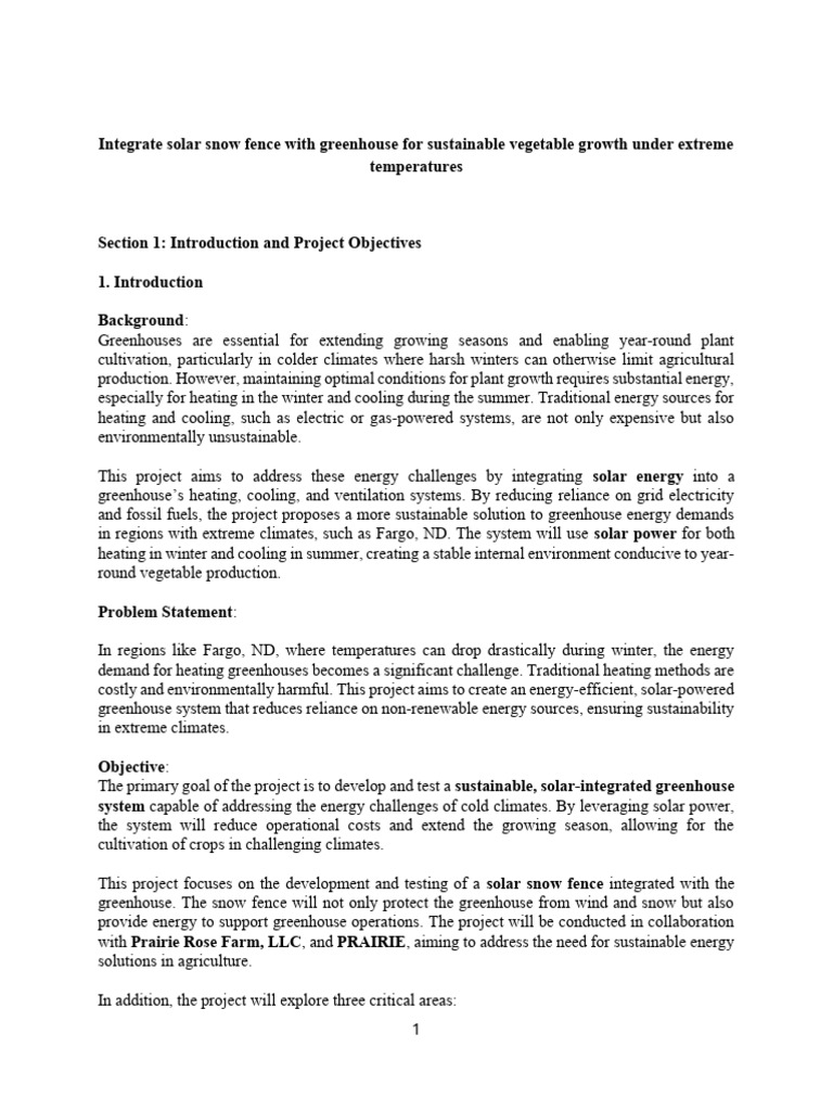 Solar Green House Draft Final Report | PDF | Photovoltaic System | Greenhouse