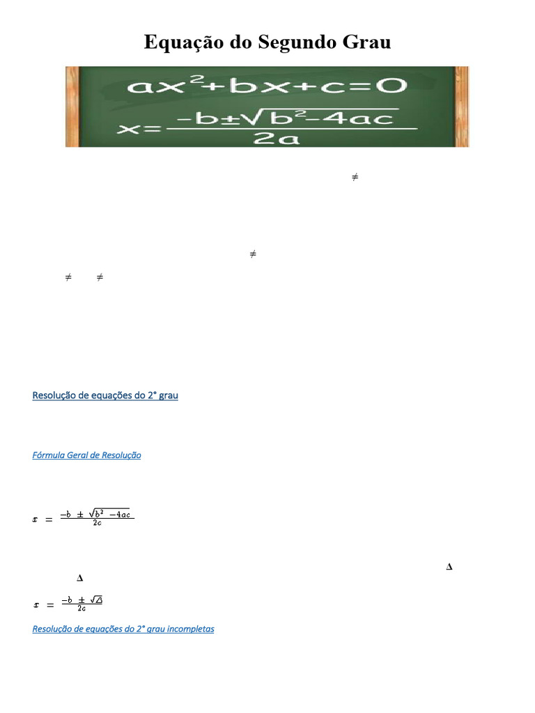 Equacao Do Segundo Grau | PDF | Equações | Equação quadrática