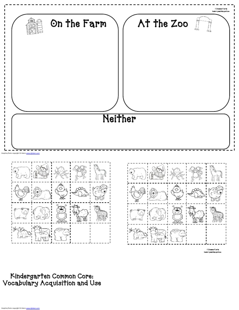 On the Farm-At the Zoo Sort