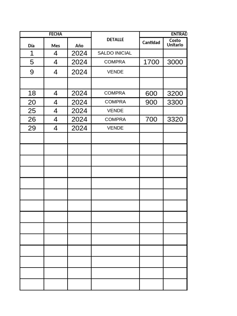 Taller Ejercicio Kardex | PDF