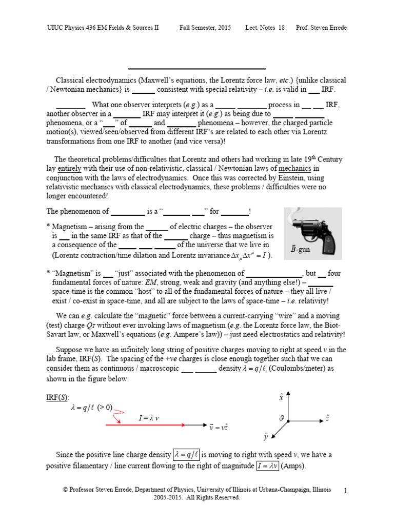 P436 Lect 18 | PDF | Special Relativity | Electromagnetism