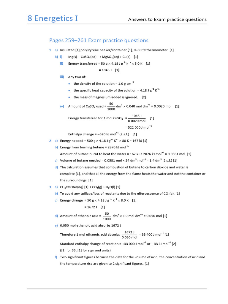 Energetics Exam Practice Questions | PDF | Alkene | Chemical Reactions