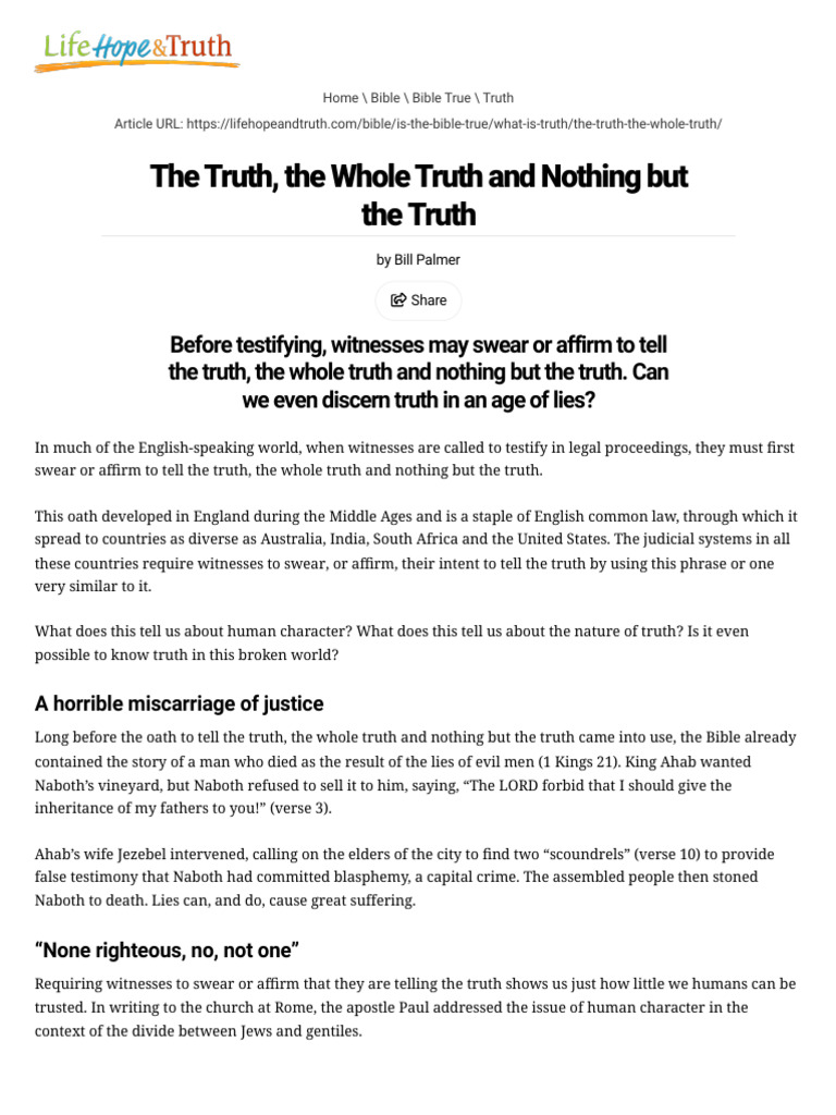 GospThe Truth, The Whole Truth and Nothing but the Truth | PDF | Jesus | Eve