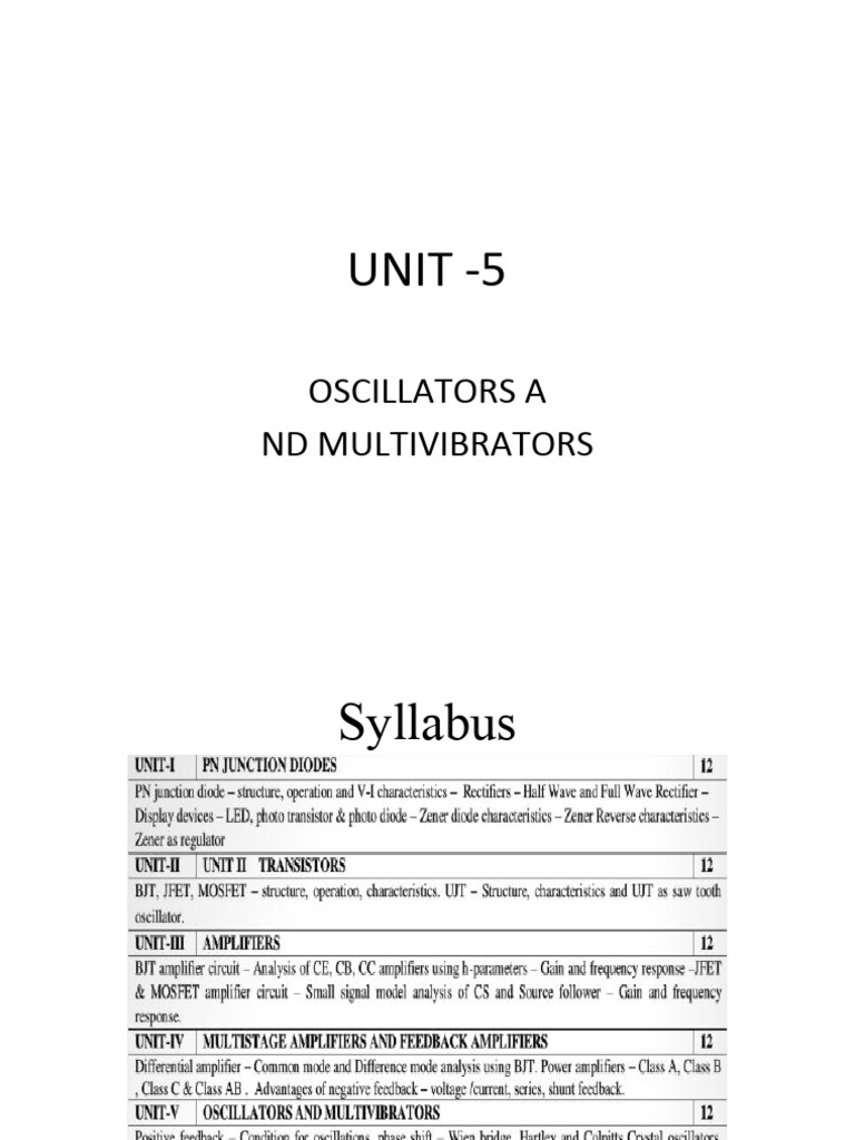 Edc Unit 5 Oscillators and Multivibrators | PDF | Electrical Circuits | Electronics