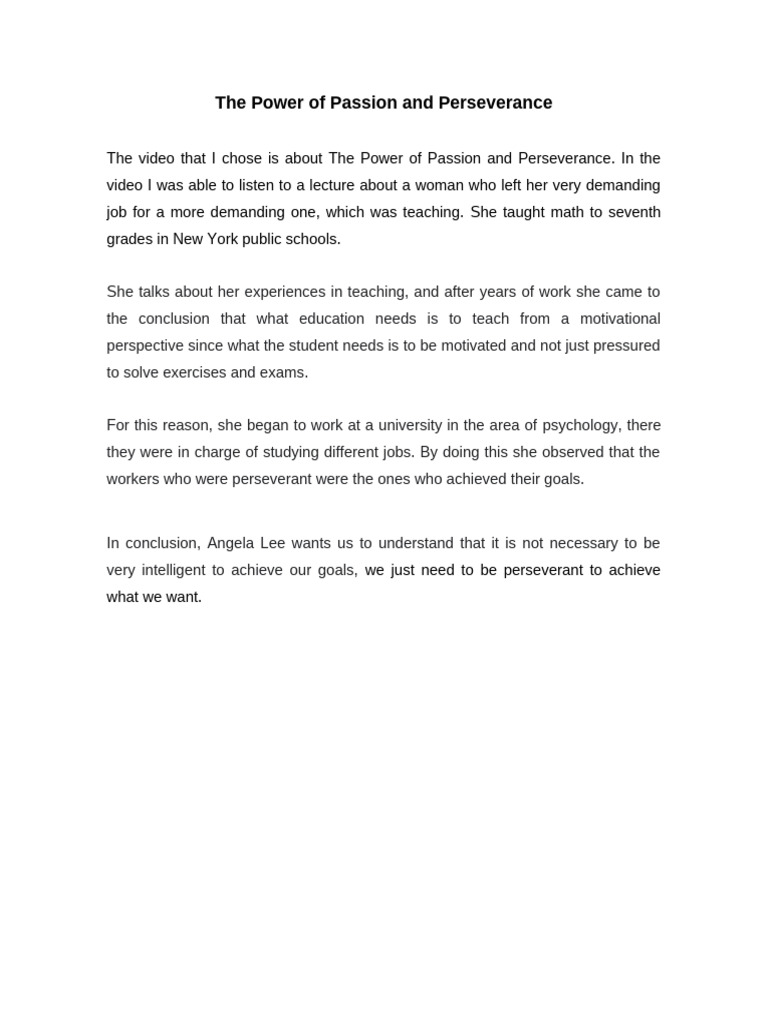 Passion and Perseverance in Education | PDF