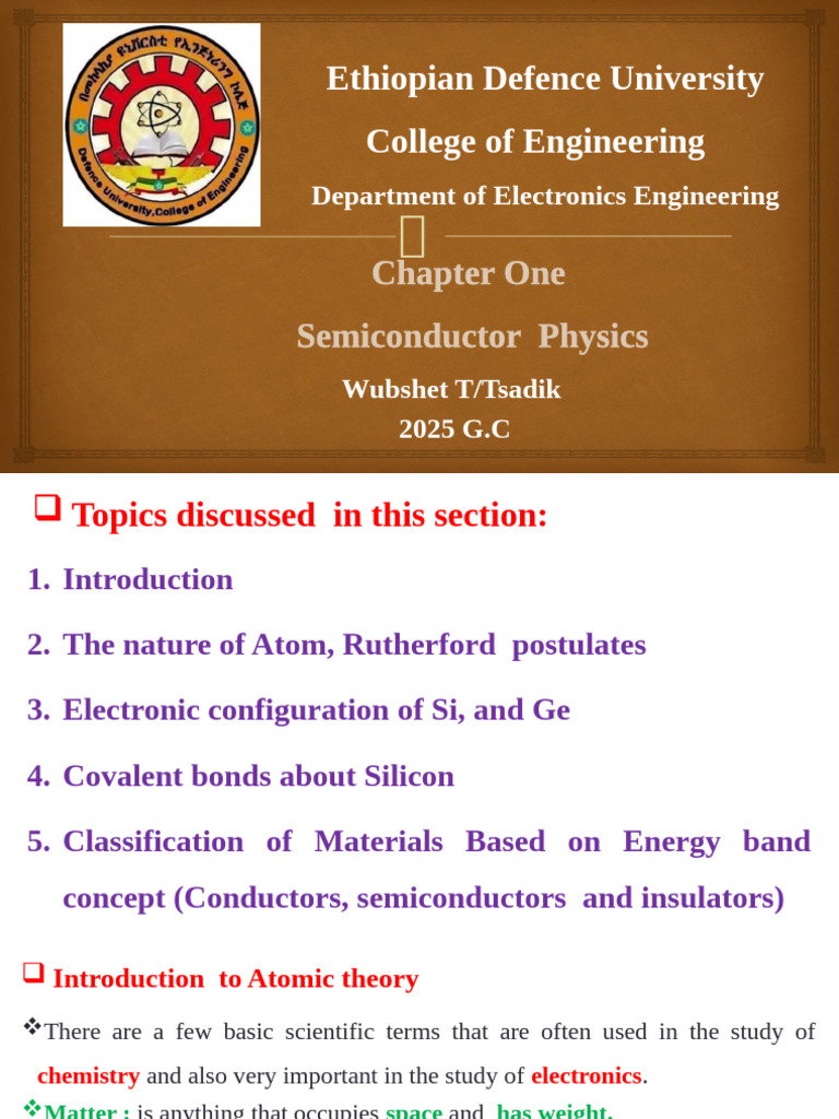 CHAPTER - 1 - Semiconductor Physics L | PDF | Atomic Nucleus | Atoms