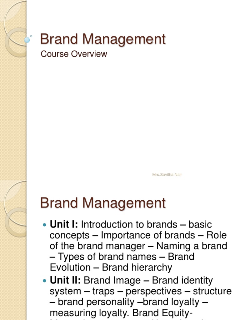 Brand Management: Course Overview | PDF | Brand | Brand Management