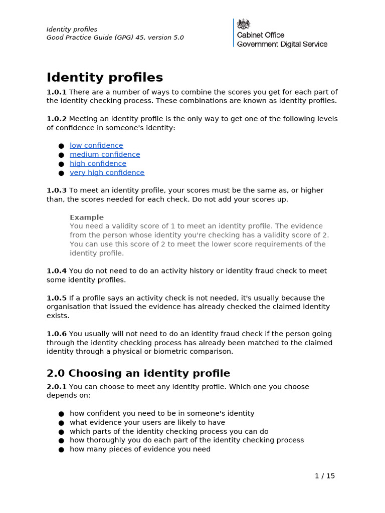 Identity Profiles ODT Version For GOV - Uk | PDF | Applications Of ...