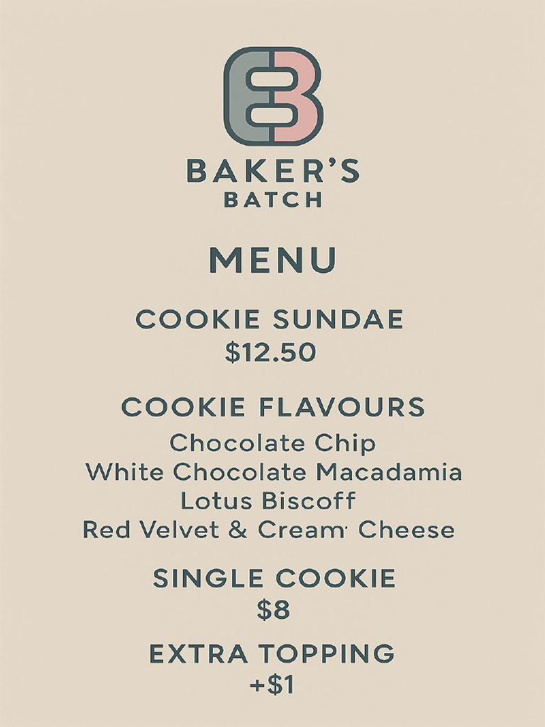 Bakers Batch Menu | PDF