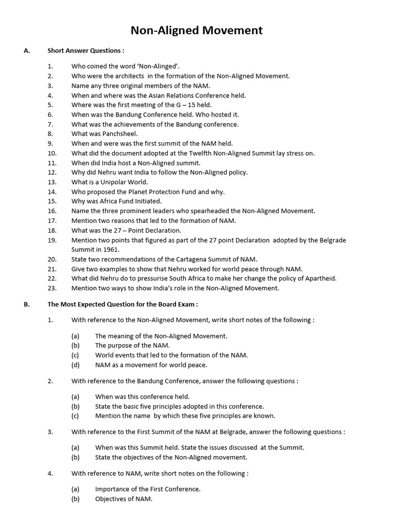The Non-Alinged Movement | PDF | Non Aligned Movement
