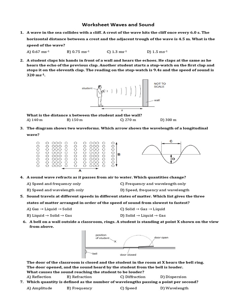 C2 Worksheet Waves and Sound | PDF | Sound | Wavelength