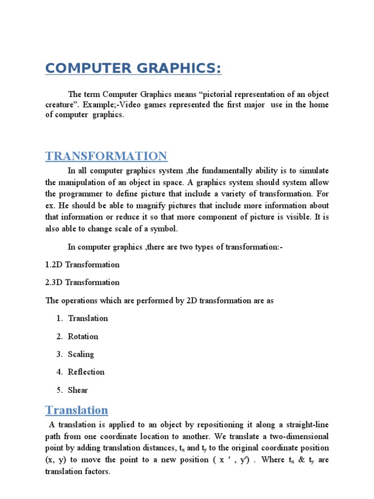 Computer Graphics | PDF | Cartesian Coordinate System | 2 D Computer ...