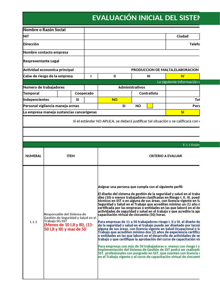 Estándares Mínimos Del SG-SST Resolución 0312 | PDF | Seguridad y salud ocupacional | Valores