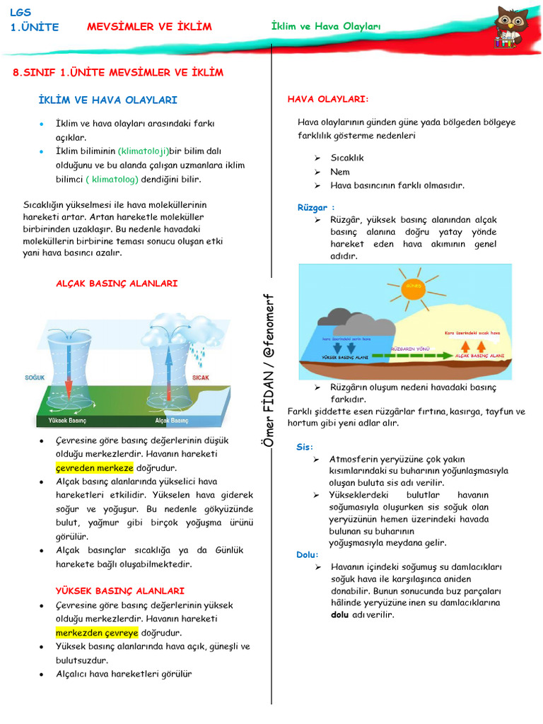 1.unite 2.bolum Iklim Ve Hava Olaylari ORNEK VE CIKMIS SORULAR FENOMERF ...