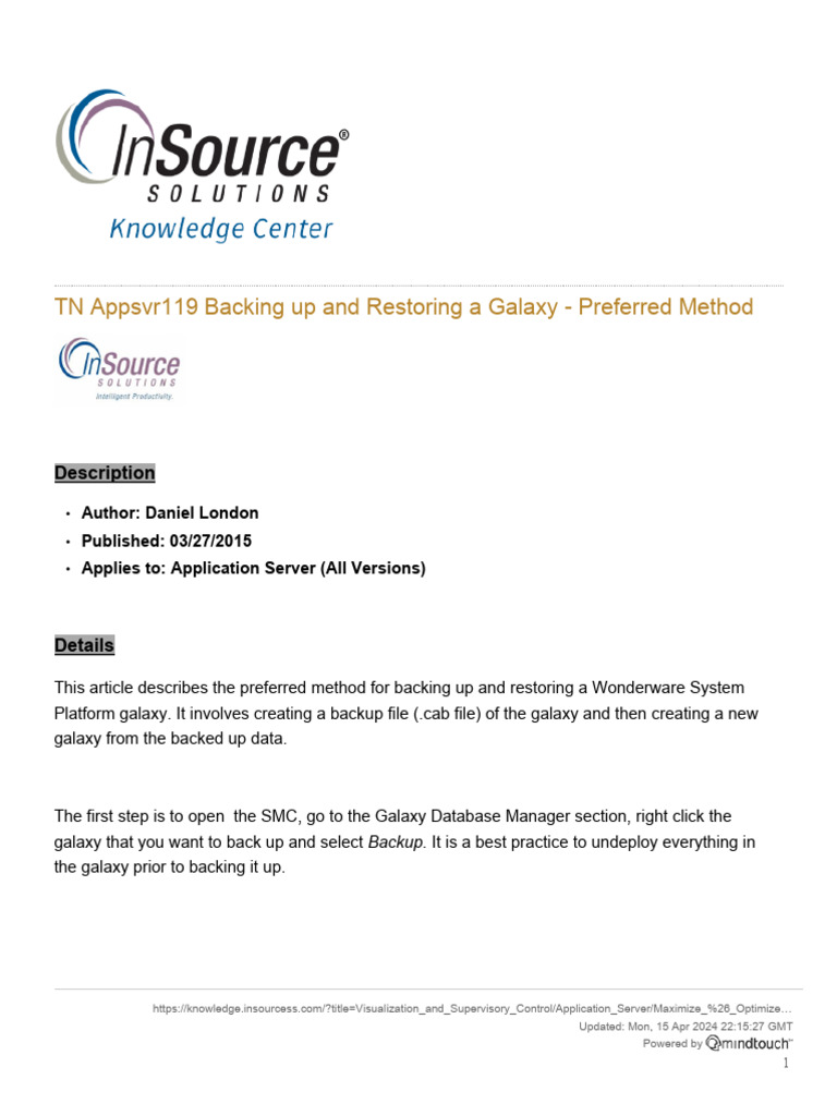 TN Appsvr119 Backing Up and Restoring A Galaxy - Preferred Method | PDF ...