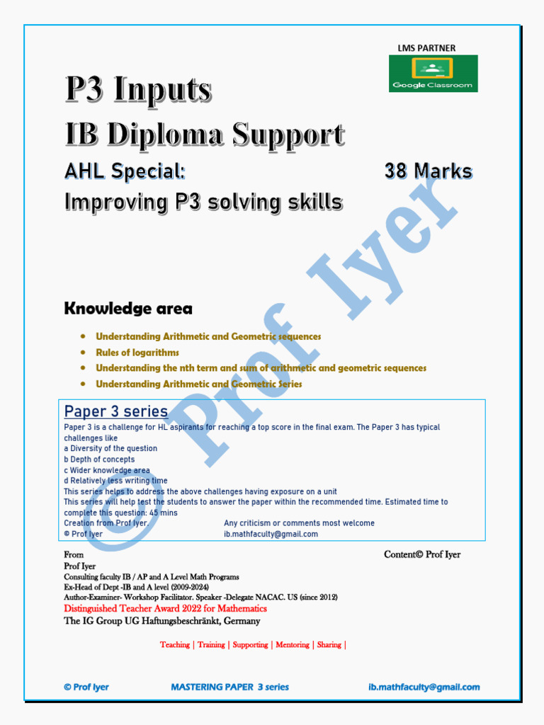 MASTERING PAPER 36 Marks - Sequences and Logarithms AA HL Ony Que - Global Version | PDF ...