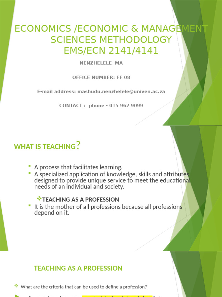 2025 Ems Ecn 3141 Slides | PDF | Learning | Teachers