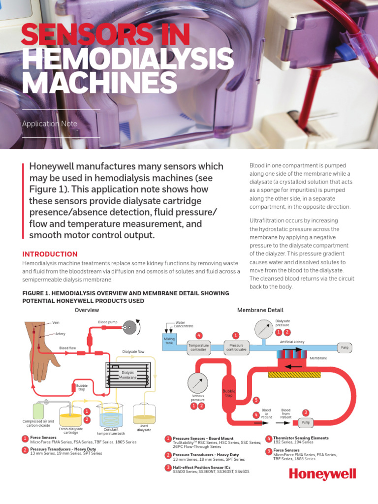 Sensors in Hemodialysis Machines | PDF | Hemodialysis | Medical Specialties