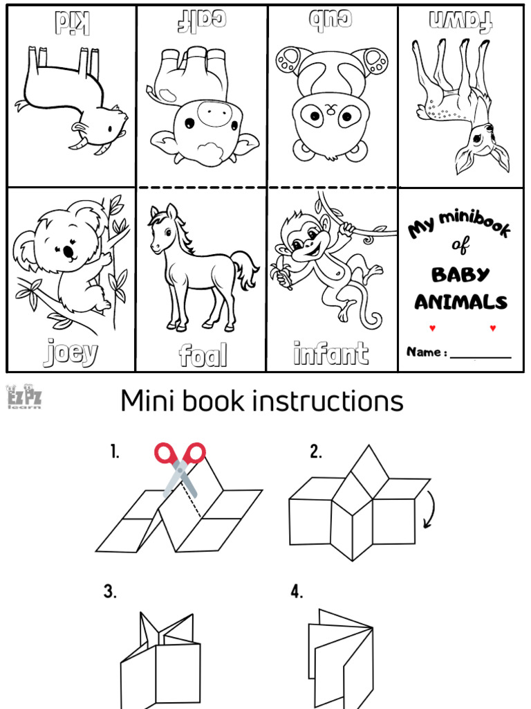 2 Mini Book Animals and Their Babies Animals Farm Animals Flashcards ...