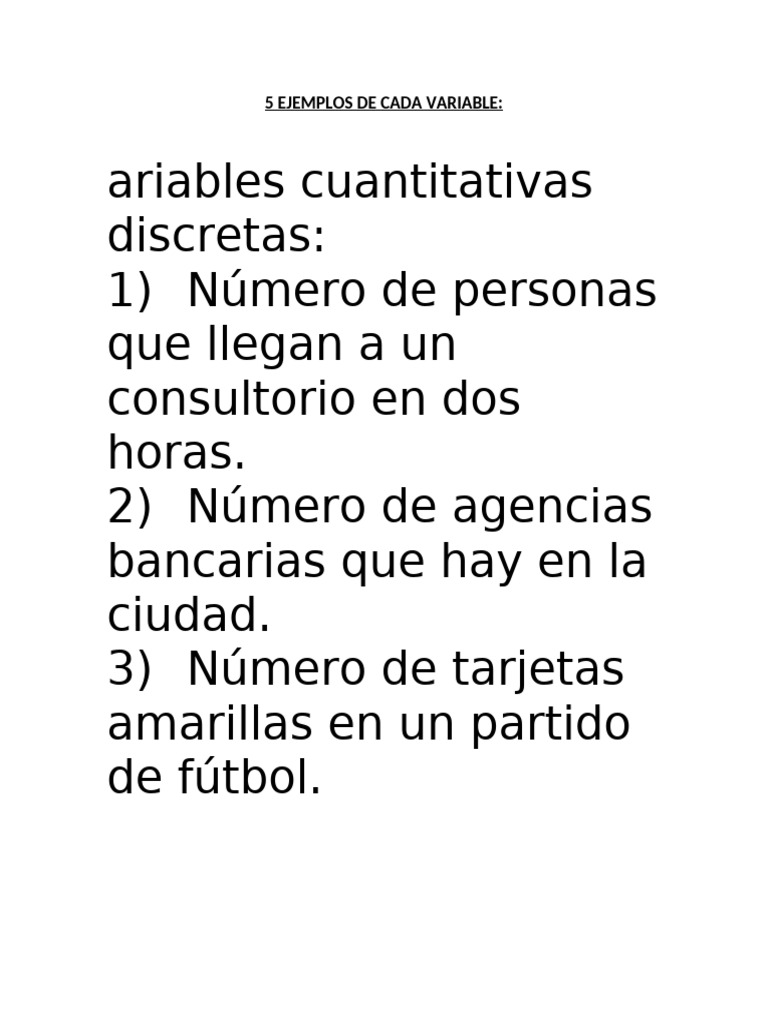 5 Ejemplos de Cada Variable | PDF