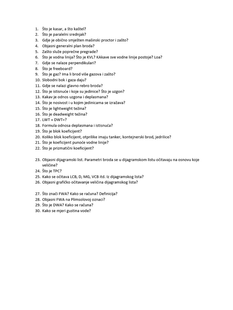 Poznavanje Broda I Plovidbe - Pitanja 1 | PDF