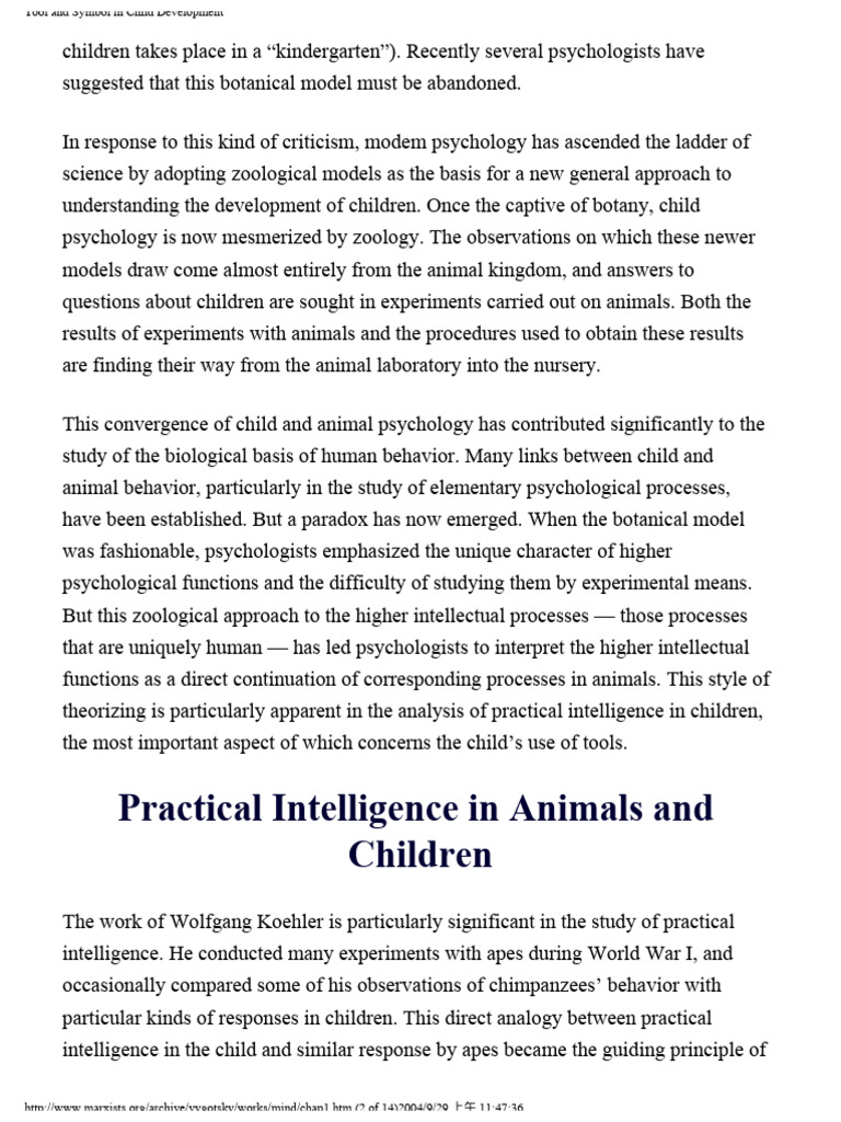 Practical Intelligence in Animals and Children | PDF