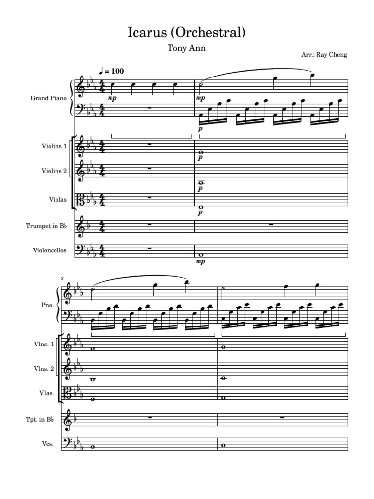 ICARUS Orchestral Version Tony Ann | PDF | String Instruments | Orchestras