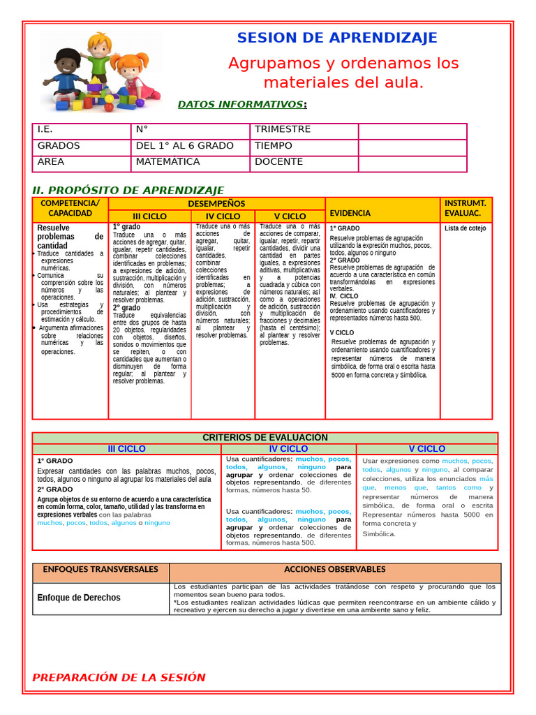 Dia 04 Mat. Agrupamos y Ordenamos Los Materiales Del Aula | PDF | Información | Triángulo