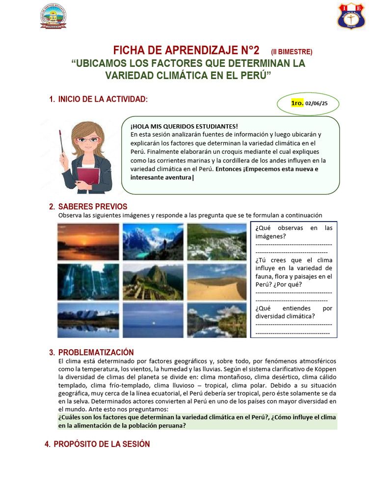 Ficha #02 - Uni. 03 - 1° Sec. - CCSS | PDF | Clima | Herida