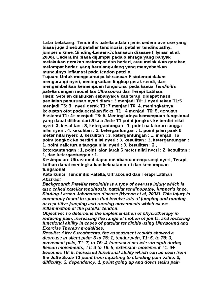 Patella Tendinitis | PDF