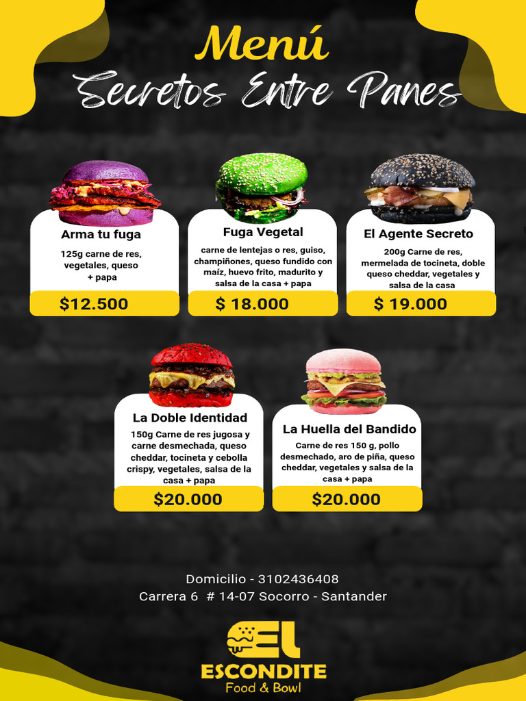 Menú El Escondite 1 | PDF | Salchicha | Cocinando