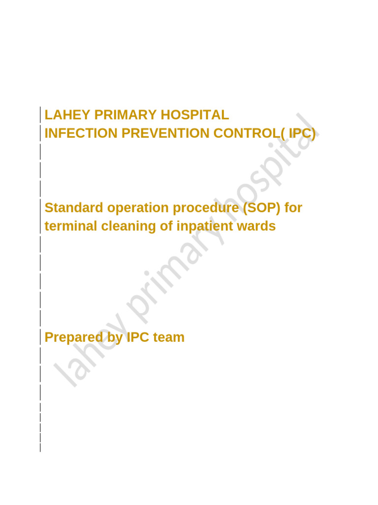 SOP For Terminal Cleaning | PDF | Personal Protective Equipment ...