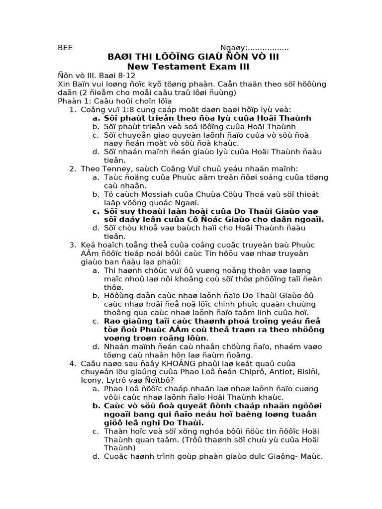 Bai Thi Tan Uoc Bee | PDF