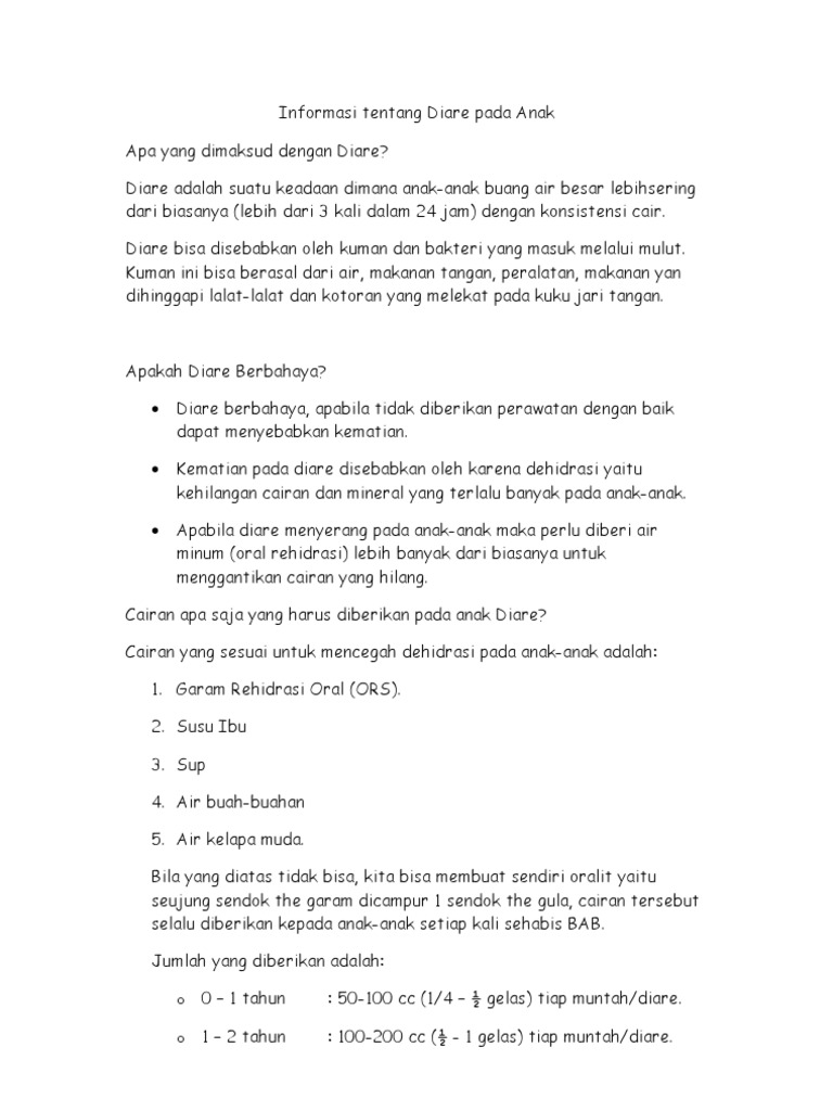 BROSUR Diare | PDF | Kesehatan Holistik