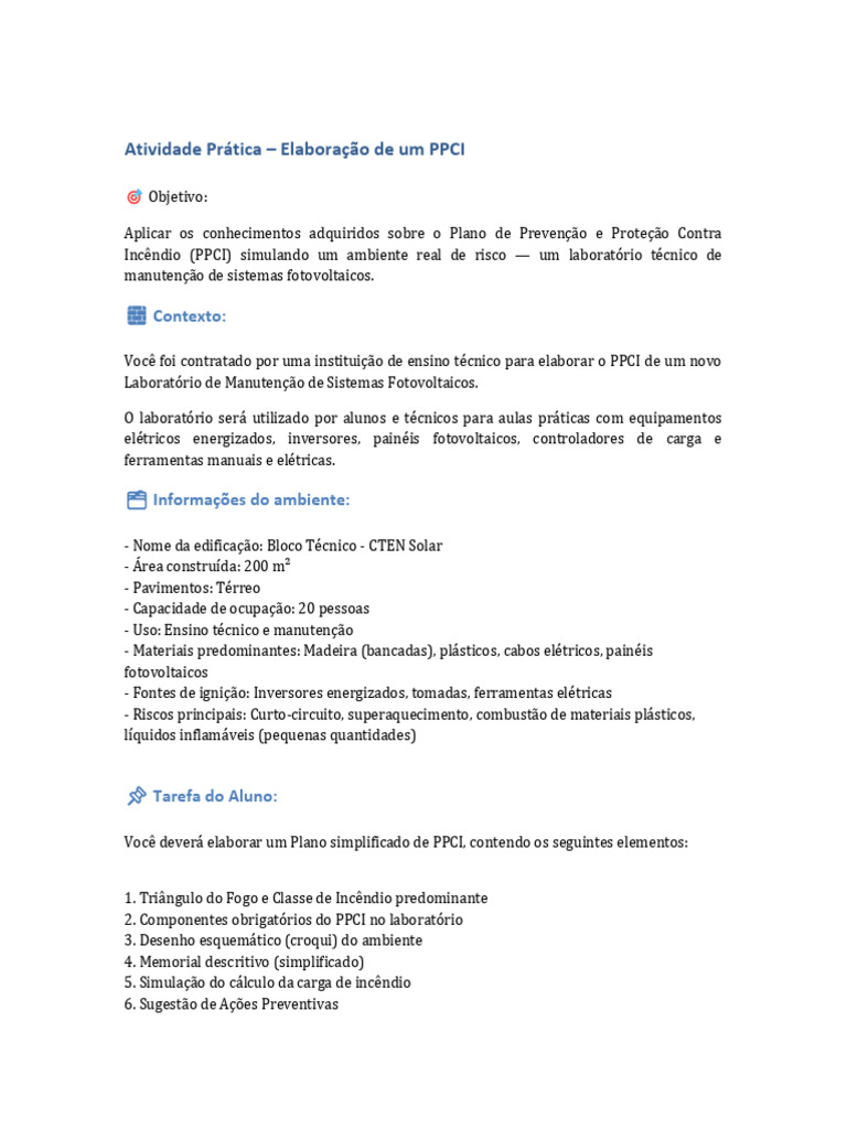 Elaboração de PPCI para Laboratório Solar | PDF