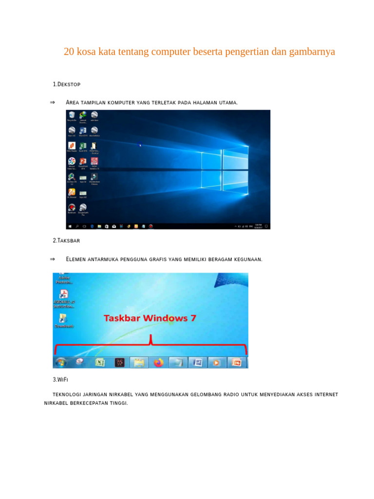 20 Kosa Kata Tentang Computer Beserta Pengertian Dan Gambarnya | PDF