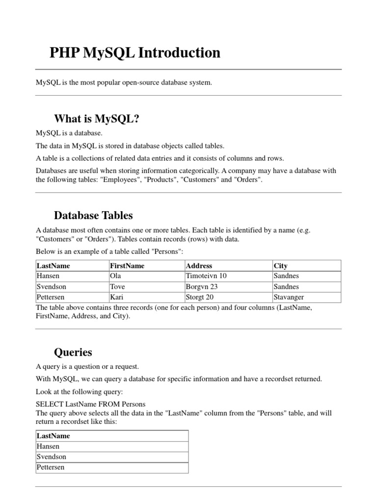 PHP Database | PDF | Sql | Php