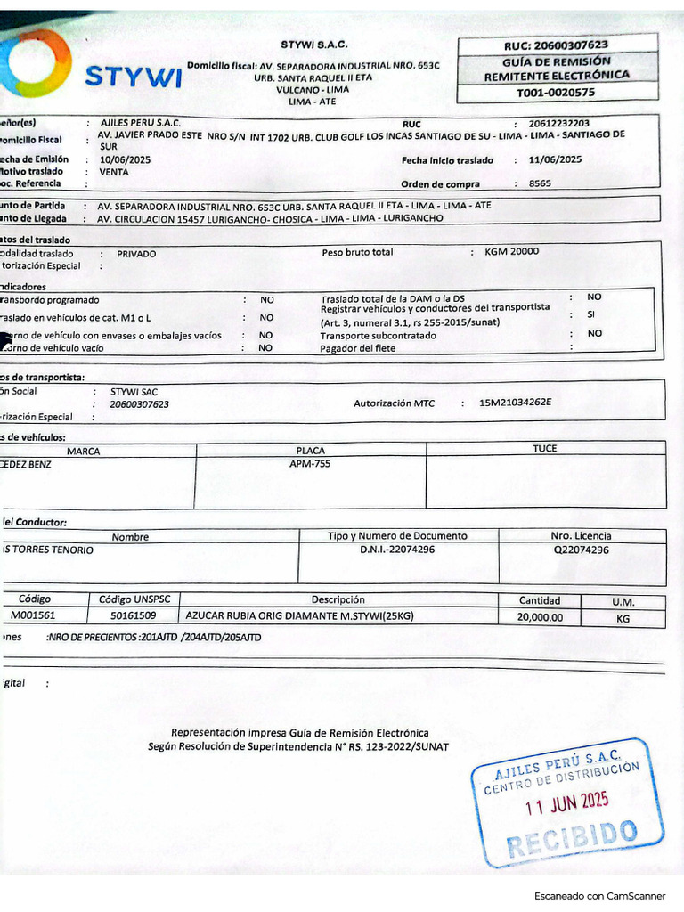 Guia y Hoja de Entrada | PDF