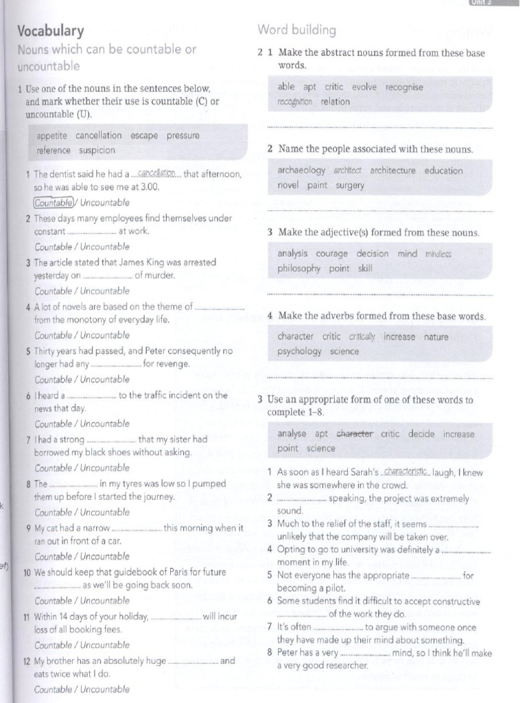 Nouns Which Can Be Countable Uncountable and Word Building | PDF