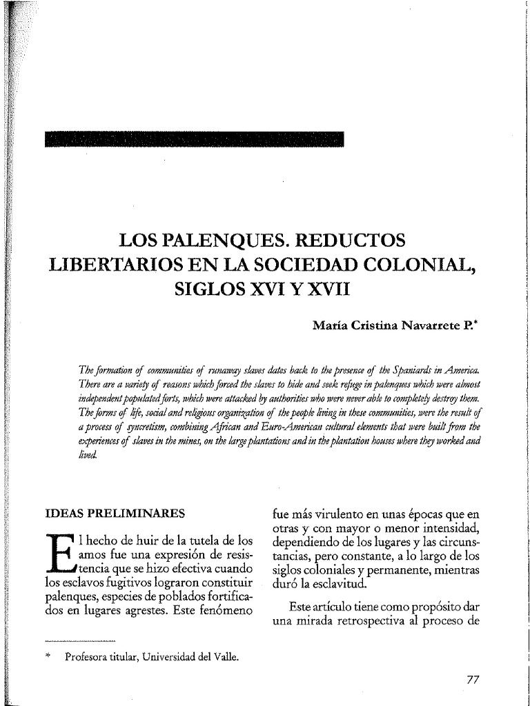 Los Palenques Reductos Libertarios-Repositorio | PDF